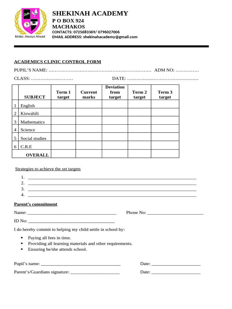 Control Sheet - Class 6&7 | PDF