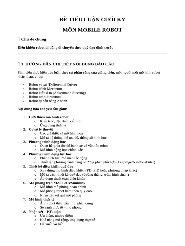 Mobile Robot - Tieu Luan Cuoi Ky | PDF