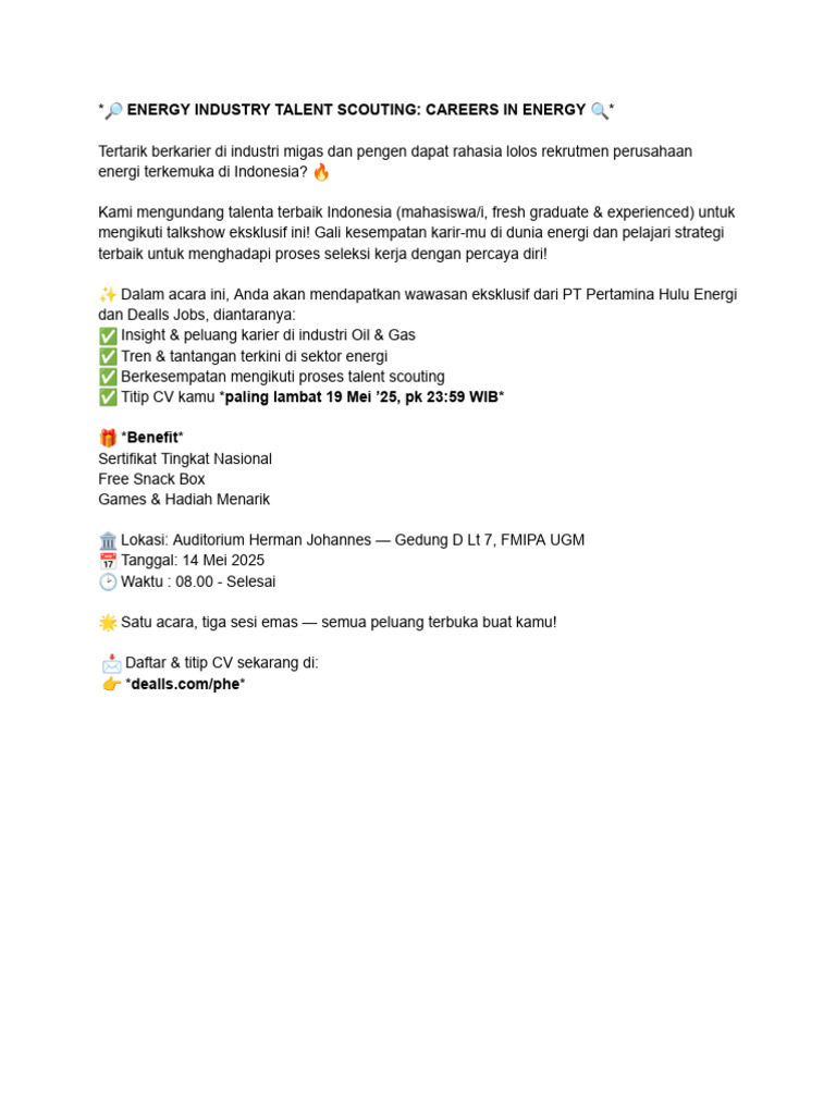 UGM Career Day - Caption | PDF