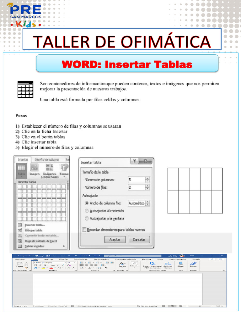 Word - Insertar Tablas | PDF