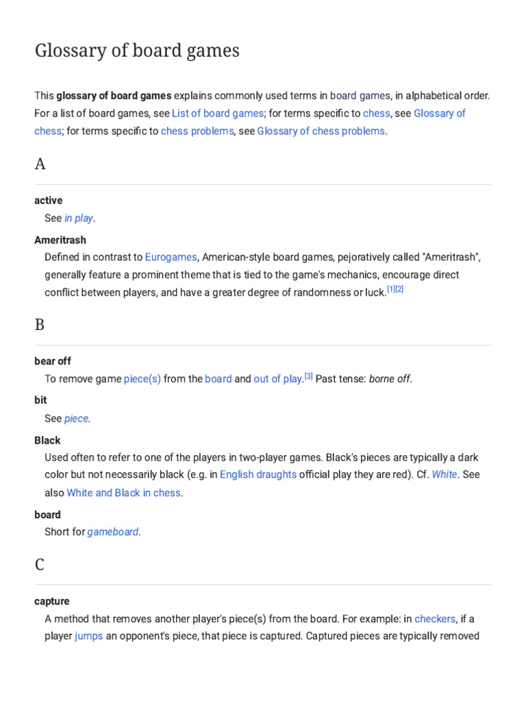 Glossary of Board Games - Wikipedia | PDF | Abstract Strategy Games ...