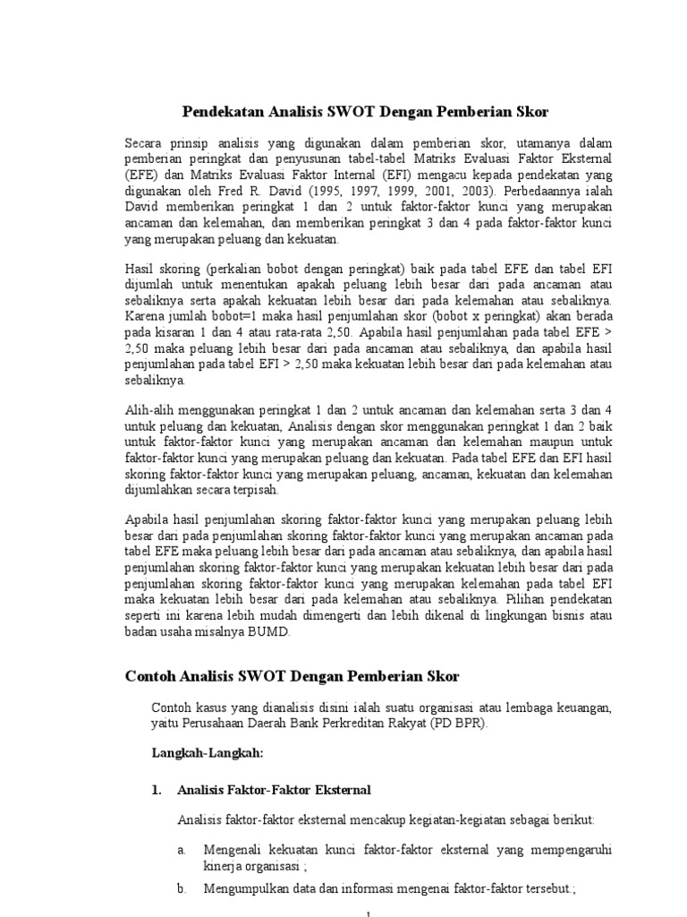 Swot (Ifas - Efas) | PDF