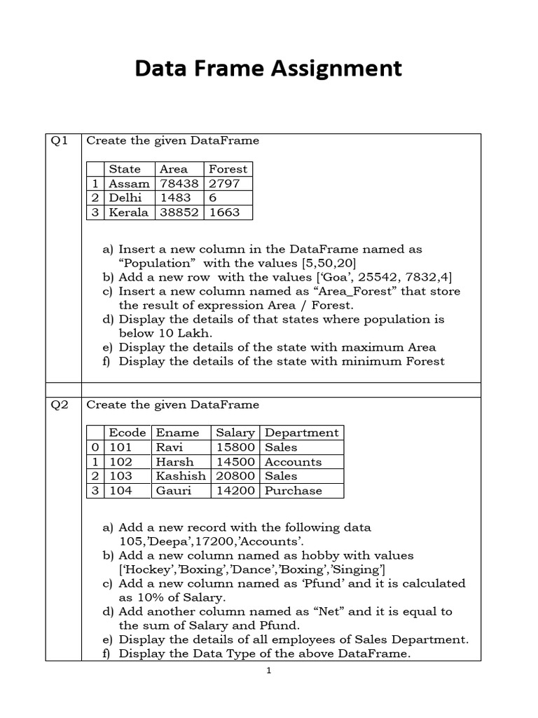 DataFrame Manipulation Tasks in Python | PDF | Computer Programming ...