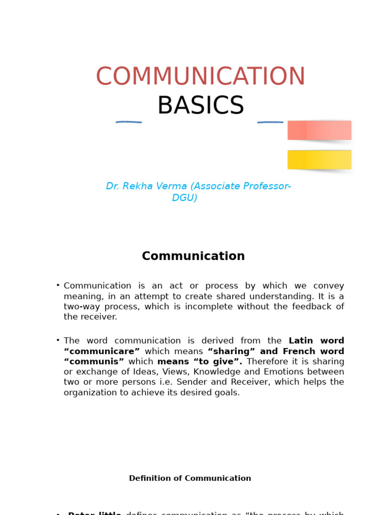 Communication Basics and Importance | PDF | Communication | Human ...