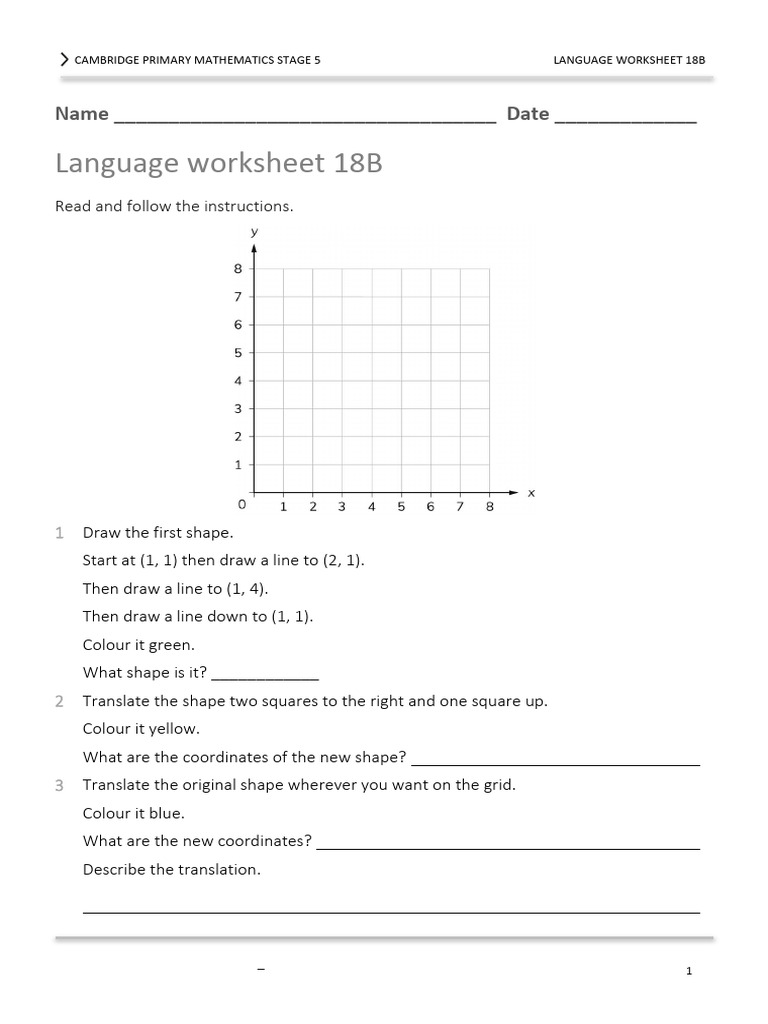 Cambridge Primary Math Stage 5 Worksheet | PDF