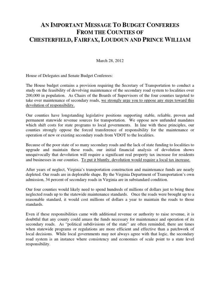 Lawmakers' Letter To Assembly On Devolution, March 2012 | PDF ...