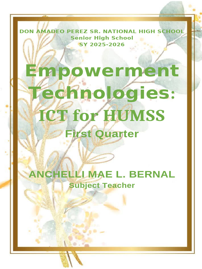 ICT for HUMSS: First Quarter Guide | PDF
