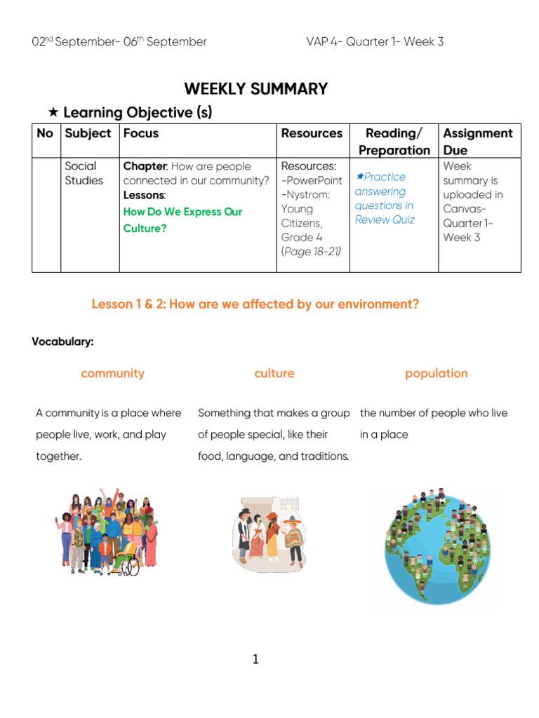 Social Studies 4 - Quarter 1 - Week 3 - Weekly Summary-2 | PDF