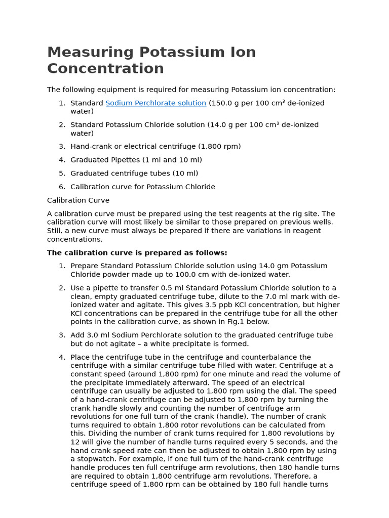 Potassium Ion Concentration Measurement Guide | PDF | Potassium ...