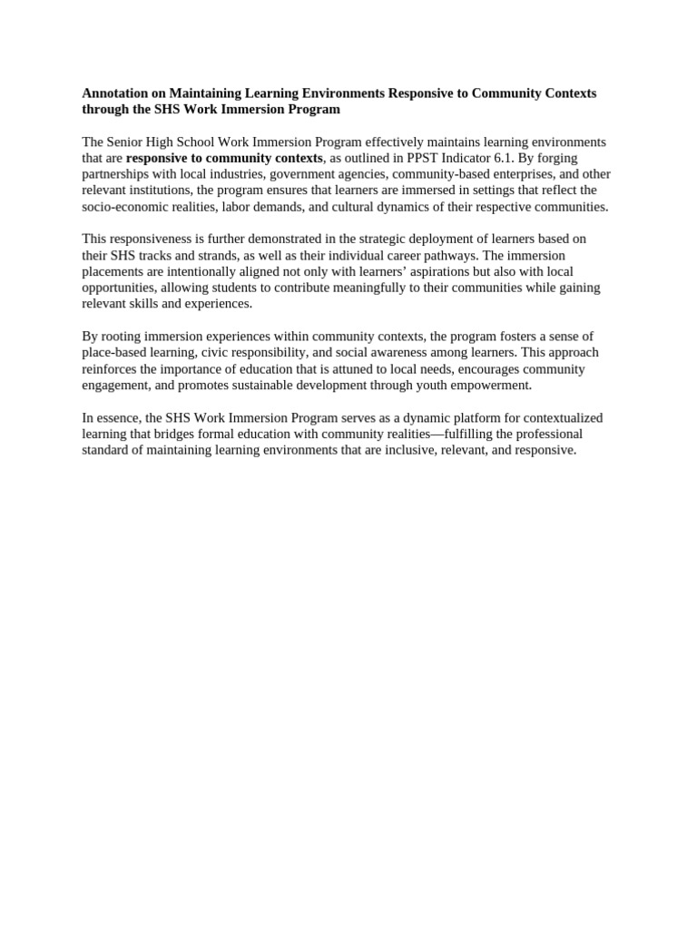 11 Annotation On Maintaining Learning Environments Responsive To Community Contexts Through The ...