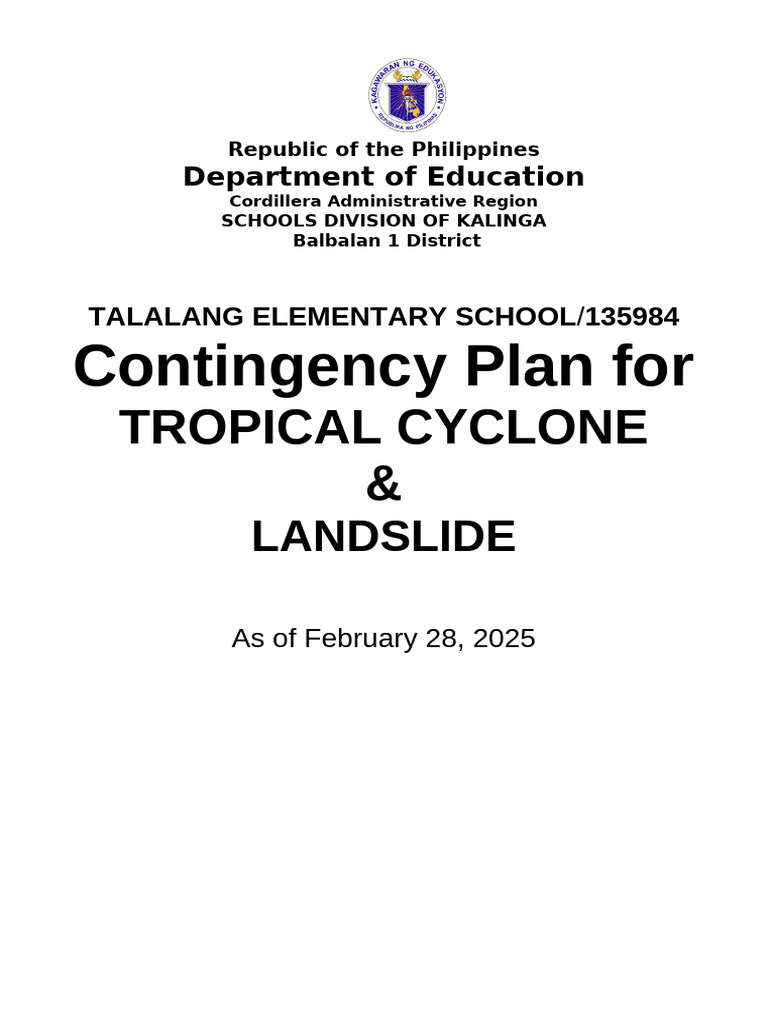 Talalang ES CPlan 2024-2025 | PDF | Landslide | Flood