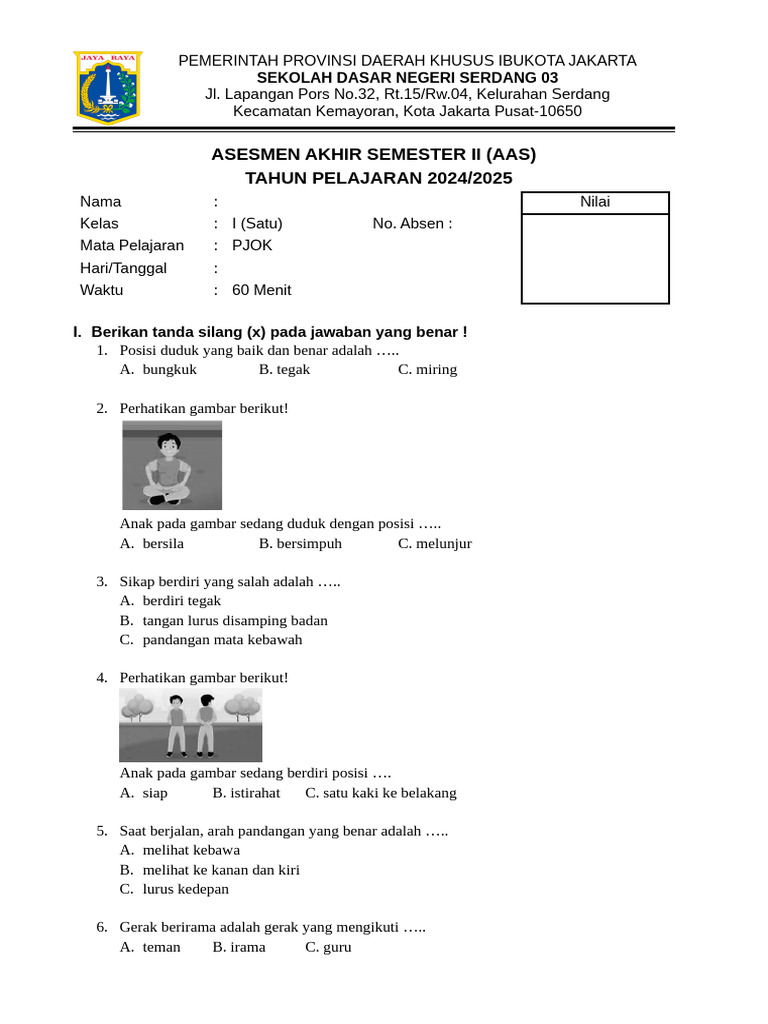 Soal Pas Kelas 1 Semester 2 | PDF