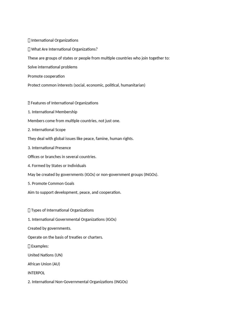 ? International Organizations | PDF | United Nations | International ...