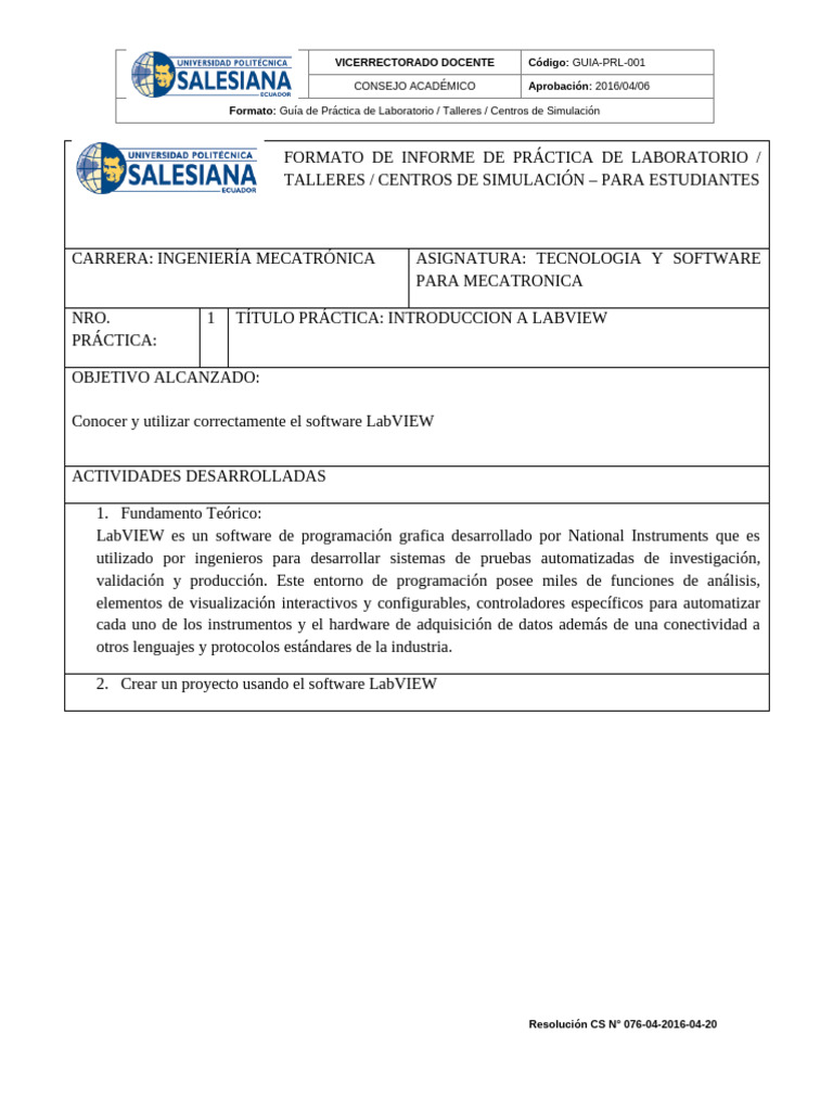 Práctica 1 Labview | PDF | Programa de computadora | Programación