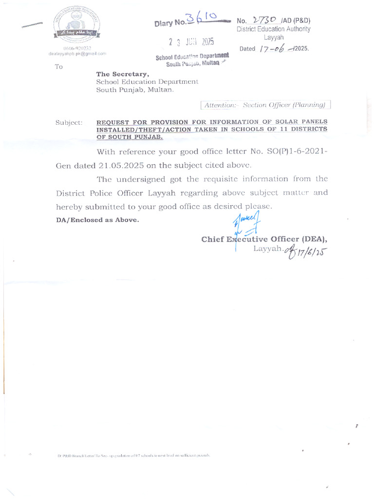 3610 Request For Provision For Information of Solar Panels | PDF