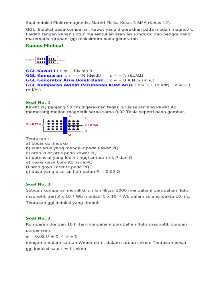 Rumus dan Soal Induksi Elektromagnetik | PDF