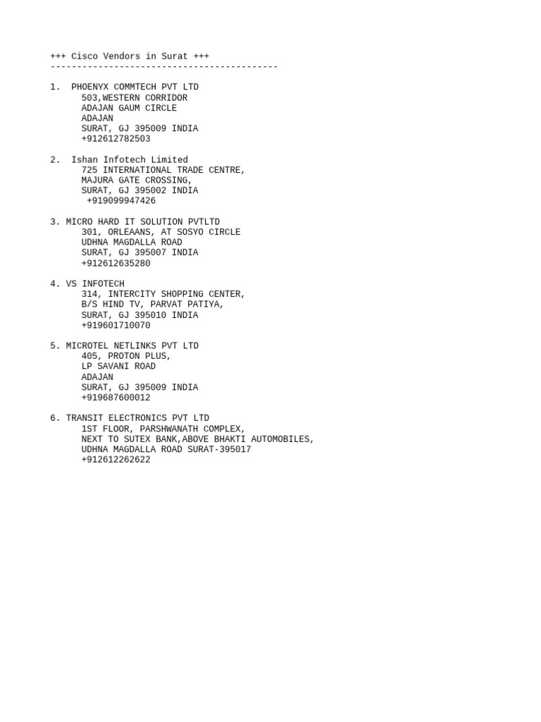 Cisco Vendor in Surat | PDF