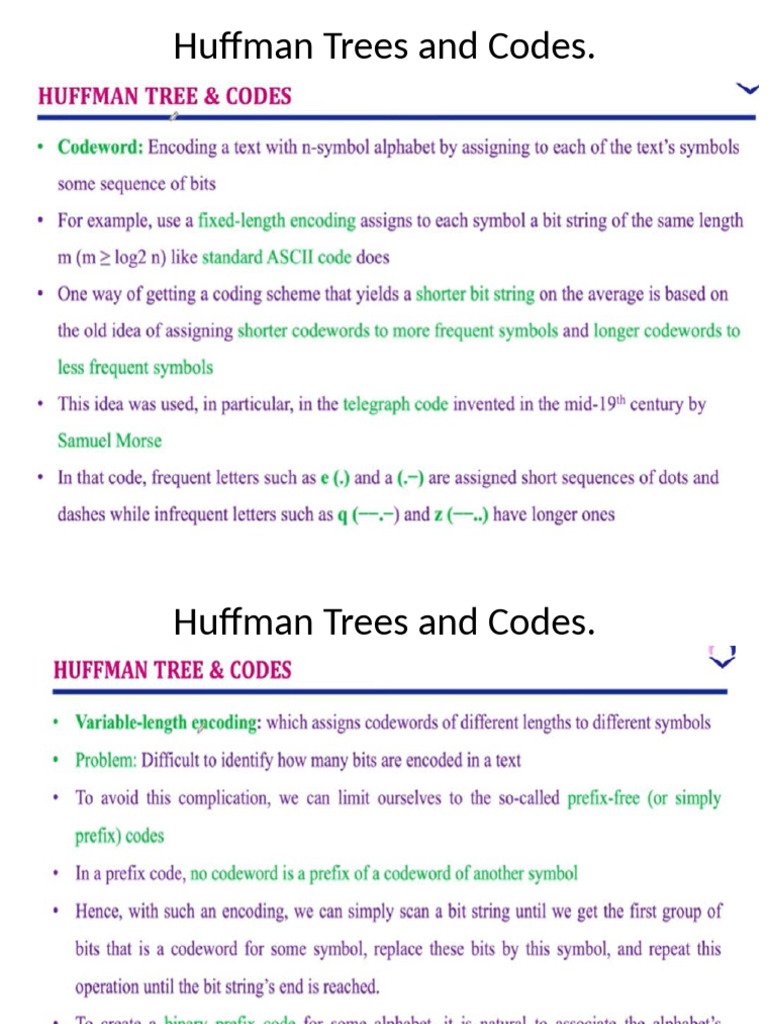 Huffman Trees and Codes | PDF