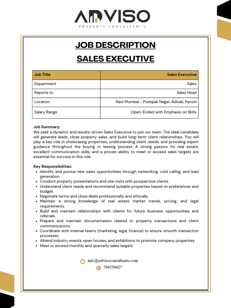 Sales Executive Job Description | PDF