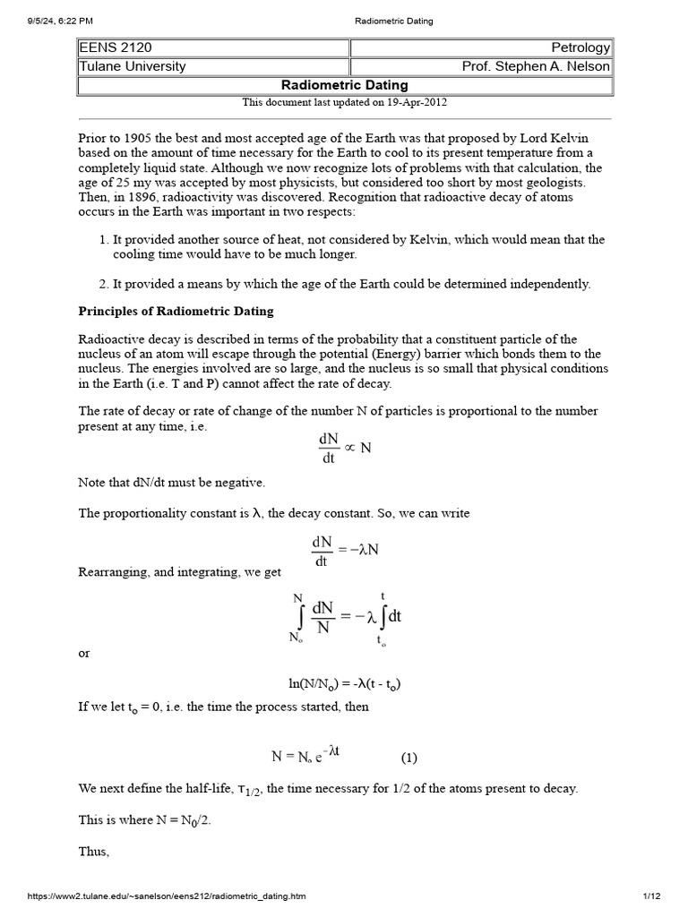 Radiometric Dating Notes | PDF | Physical Sciences | Nuclear Physics