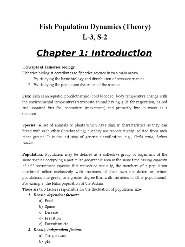 Fish Population Dynamics Introduction | PDF | Overfishing | Fish