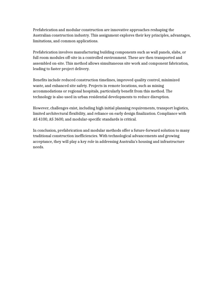 Prefabrication and Modular Construction Assignment | PDF