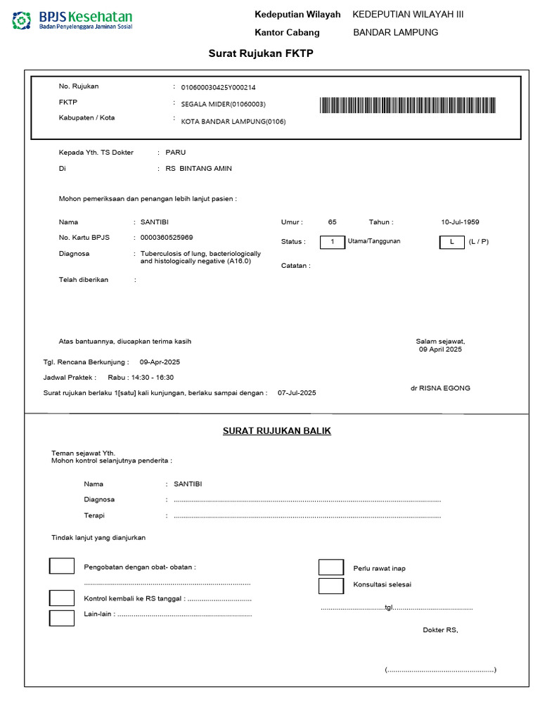 Rujukan Santibi Poli Paru | PDF