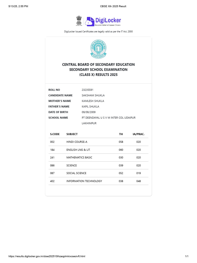 CBSE XTH 2025 Result | PDF