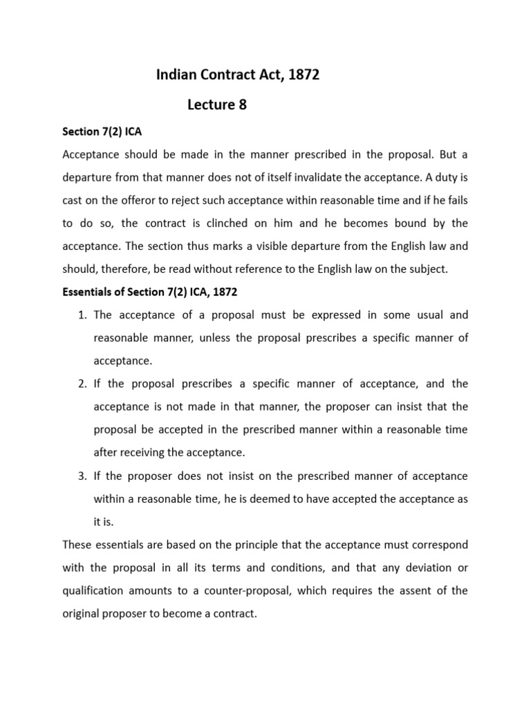 Week - 2 Indian Contract Act - Compiled Crux (English) | PDF | Offer ...