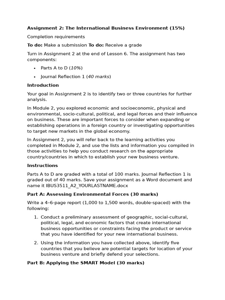 Assignment 2 The International Business Environment | PDF | Globalization | Korean Cuisine