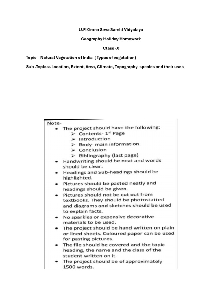 Geography Holiday Homework Class - X | PDF