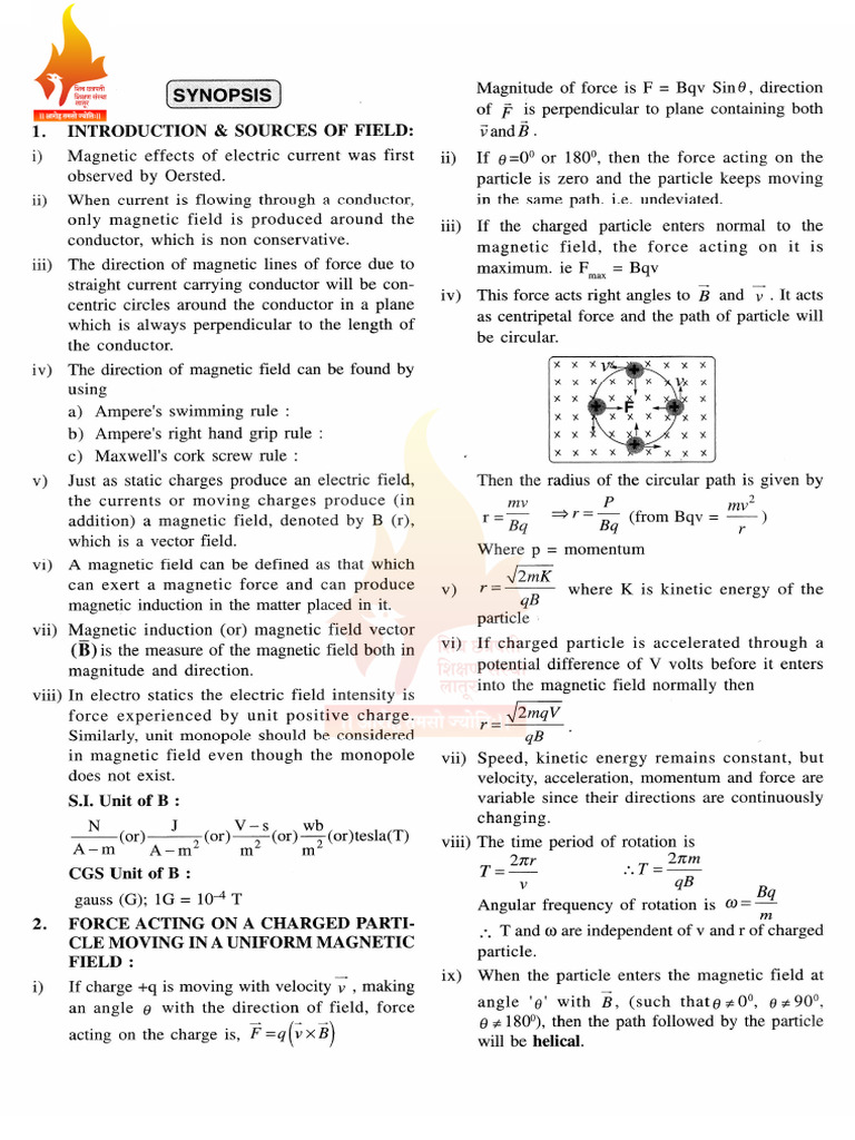 NEET MCQs on Moving Charges & Magnetism | PDF