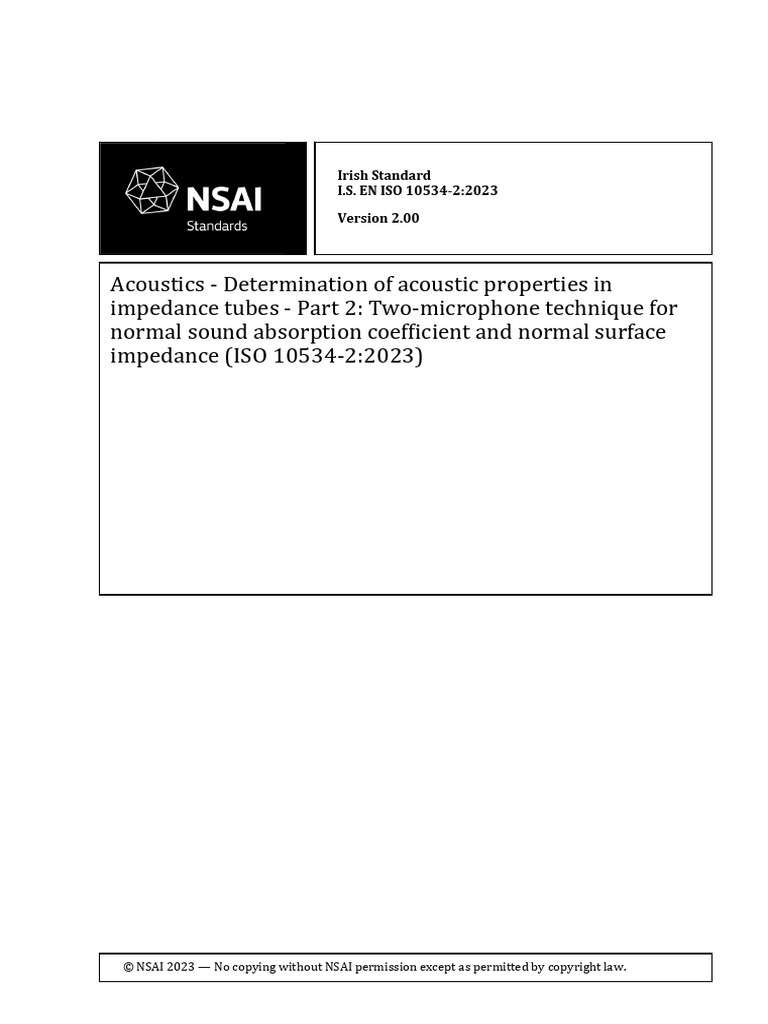 ISO 10534-2:2023 Sound Absorption Standard | PDF | International ...