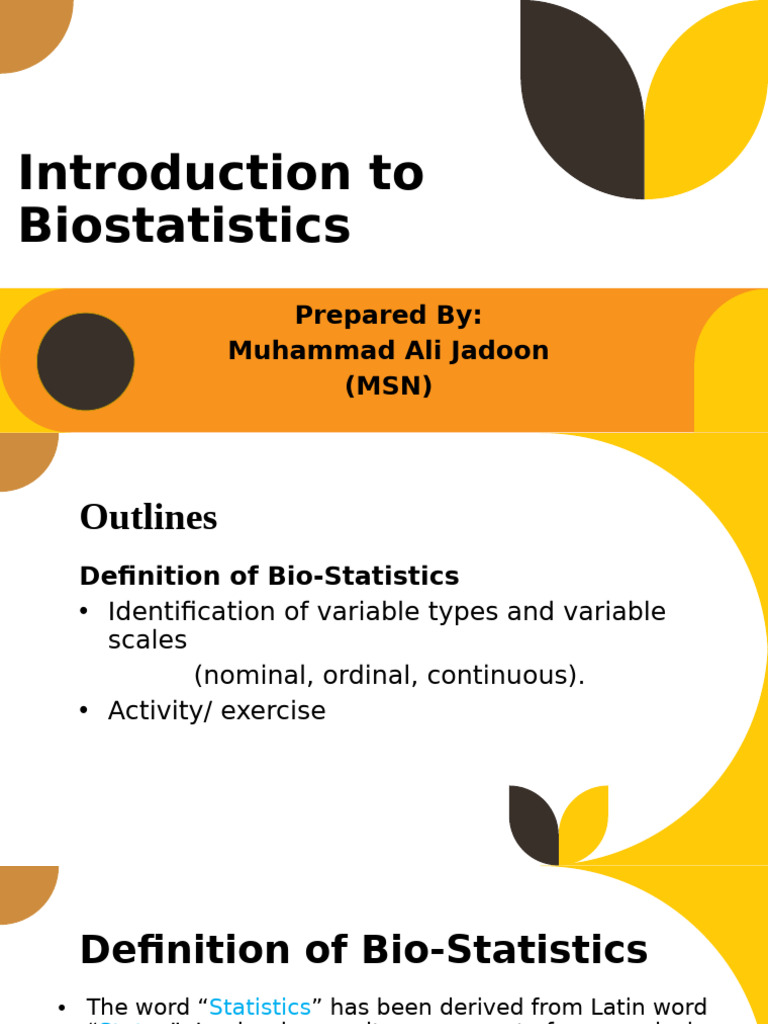 Introduction To Biostatistics | PDF | Level Of Measurement | Biostatistics