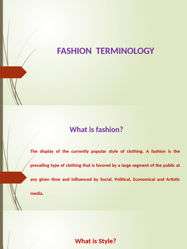 Fashion Terminology | PDF | Fashion | Clothing