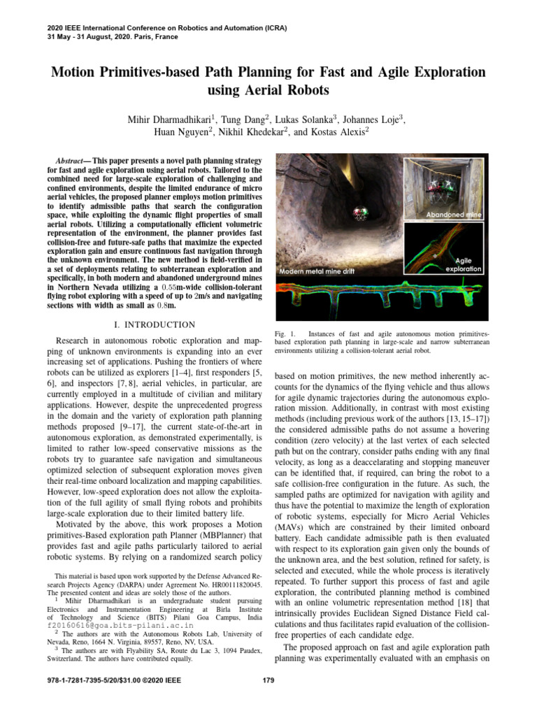 Motion Primitives-Based Path Planning For Fast and Agile Exploration Using Aerial Robots | PDF
