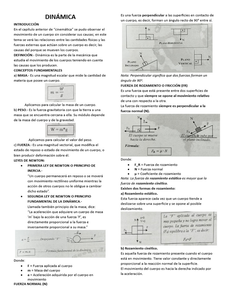 DINÁMICA | PDF | Fuerza | Fricción