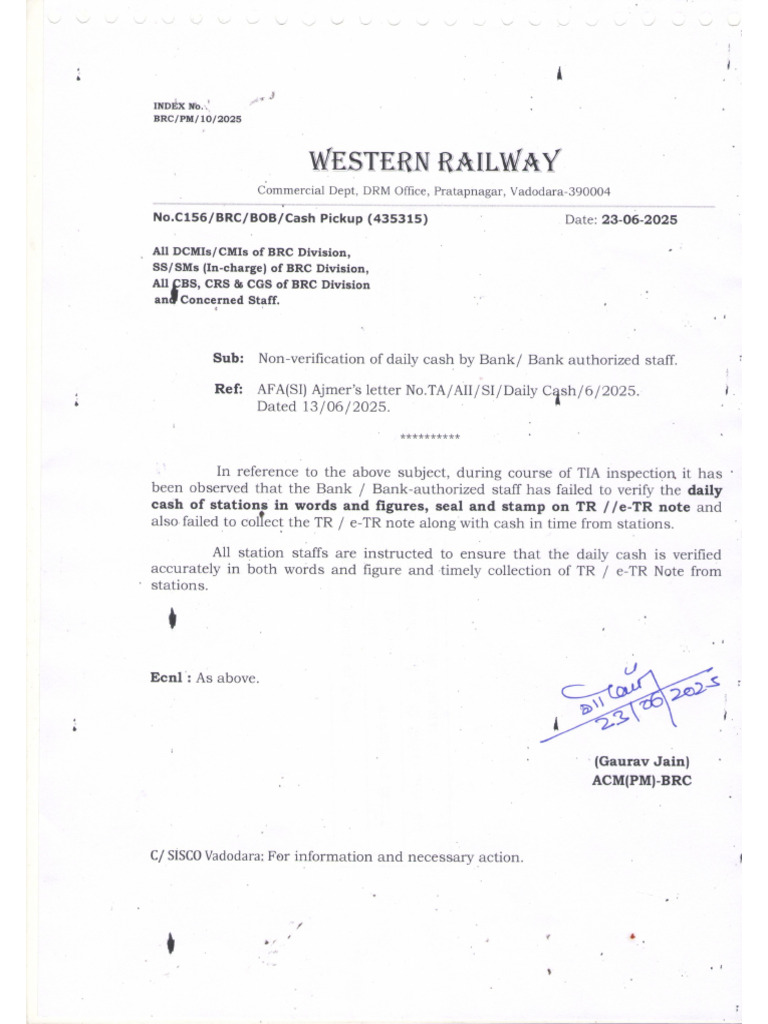 Non Verification of Daily Cash by Bank And-Or Bank Authorized Staff | PDF