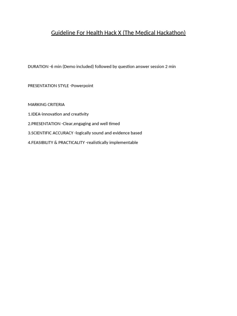Health Hack X Presentation Guidelines | PDF