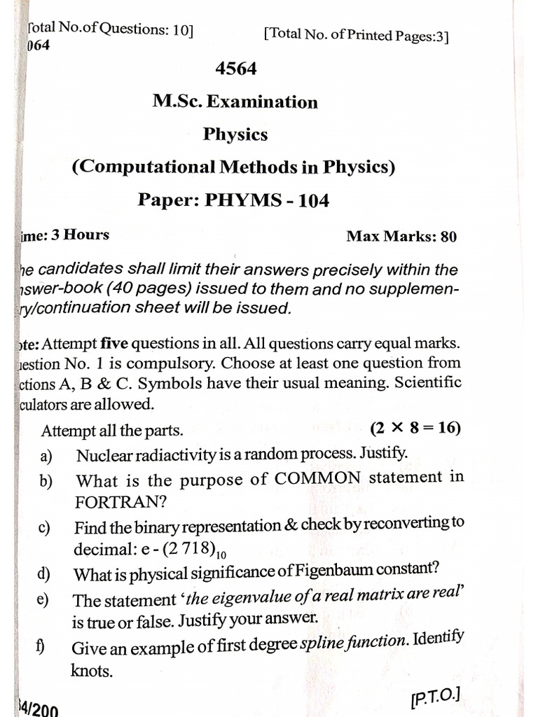 Computational Physics QPs | PDF