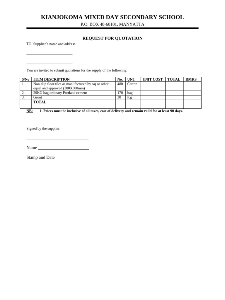 Request For Quotation For Tiles | PDF
