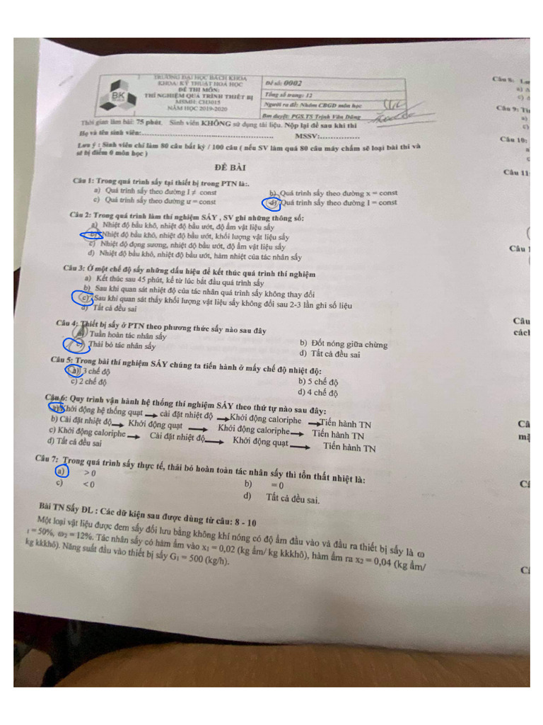 Đề Qttb Hk191 Đáp Án | PDF