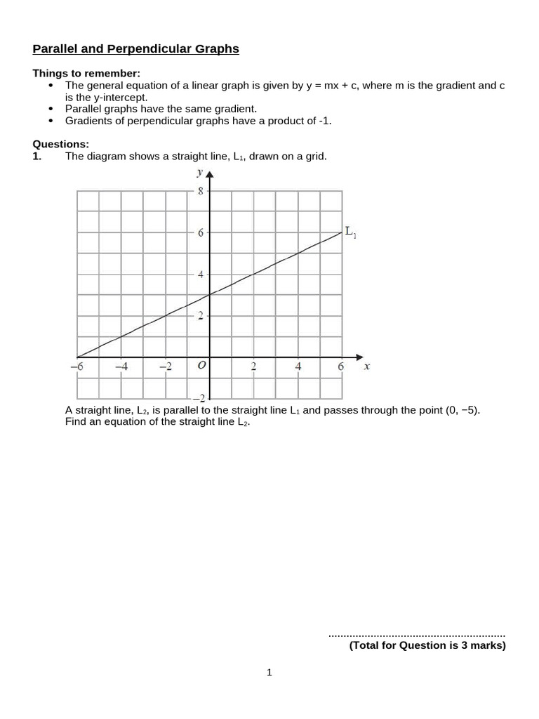 Parallel and Perpendicular Lines Homework | PDF | Line (Geometry ...