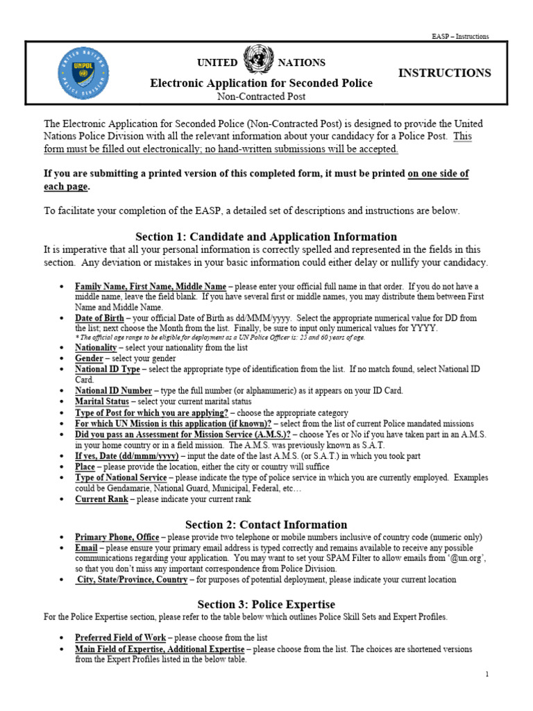 UN Police Application Instructions | PDF | Police | Forensic Science