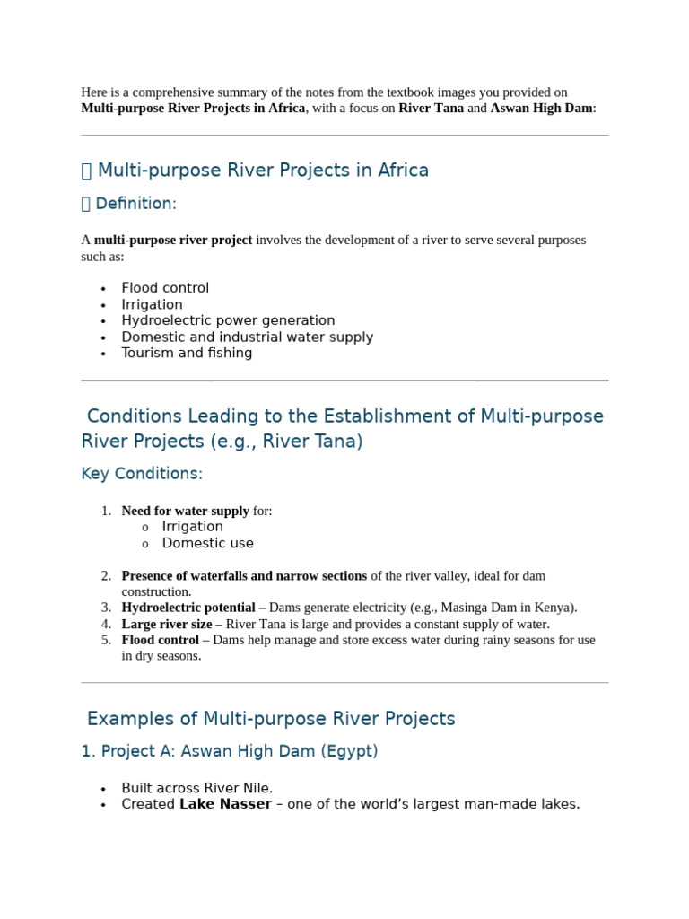 Multipurpose River Project | PDF | River | Dam