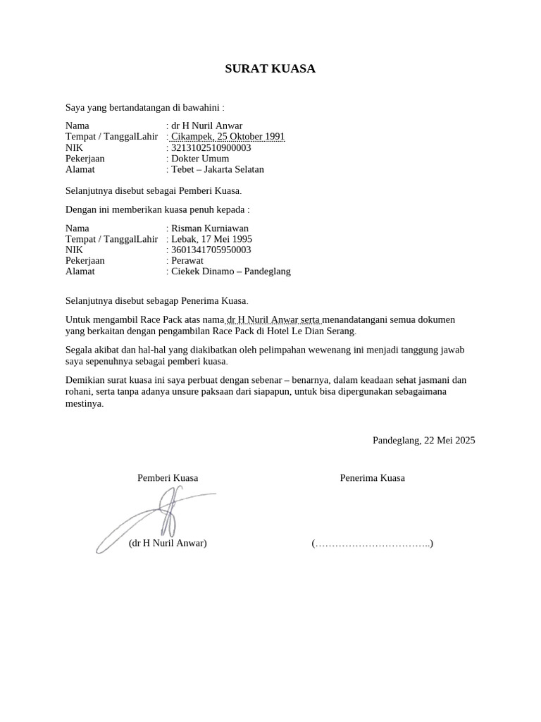Surat Kuasa Risman | PDF