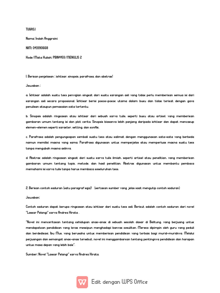 Contoh Ikhtisar dan Saduran Teks | PDF