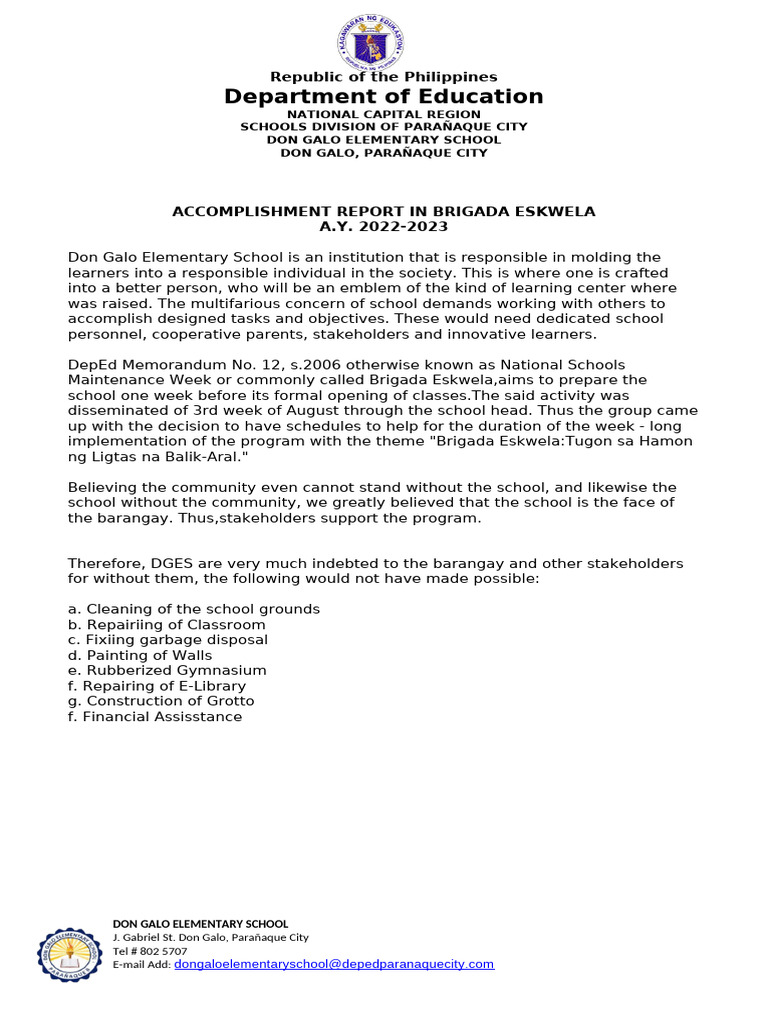 BE - Accomplishment 2022 2023 2 | PDF | Learning