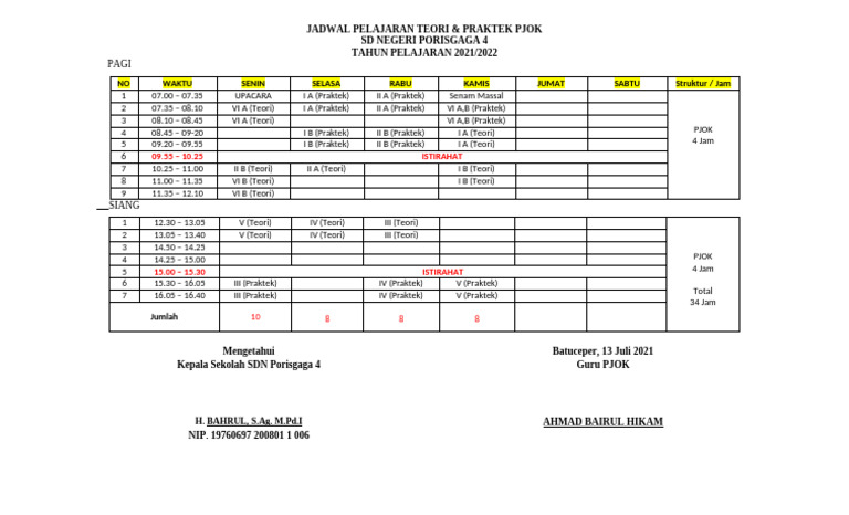 Jadwal Pjok | PDF