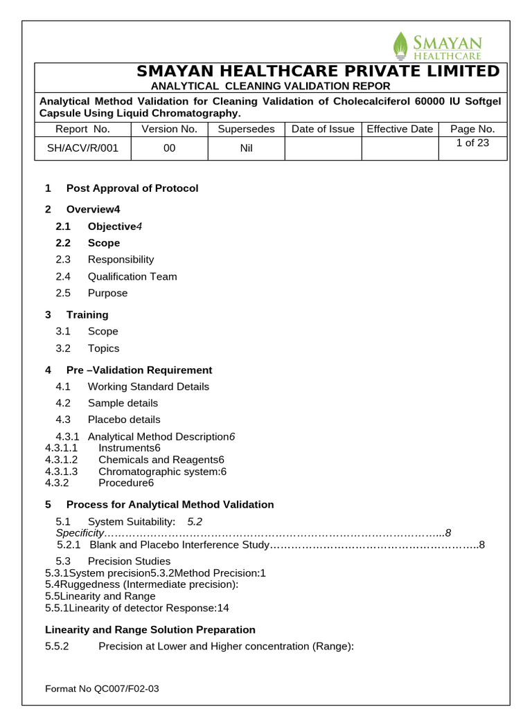 Cleaning Validation Report D3 | PDF | High Performance Liquid ...